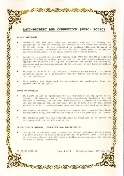 Anti-Corruption Commitment | ExcelVite - Advancing Palm Nutraceutical ...